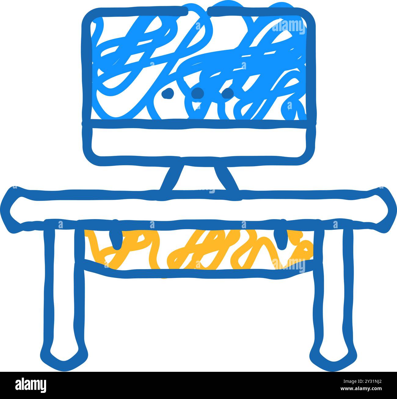 coworking workspace table icon doodle illustration Stock Vector Image ...