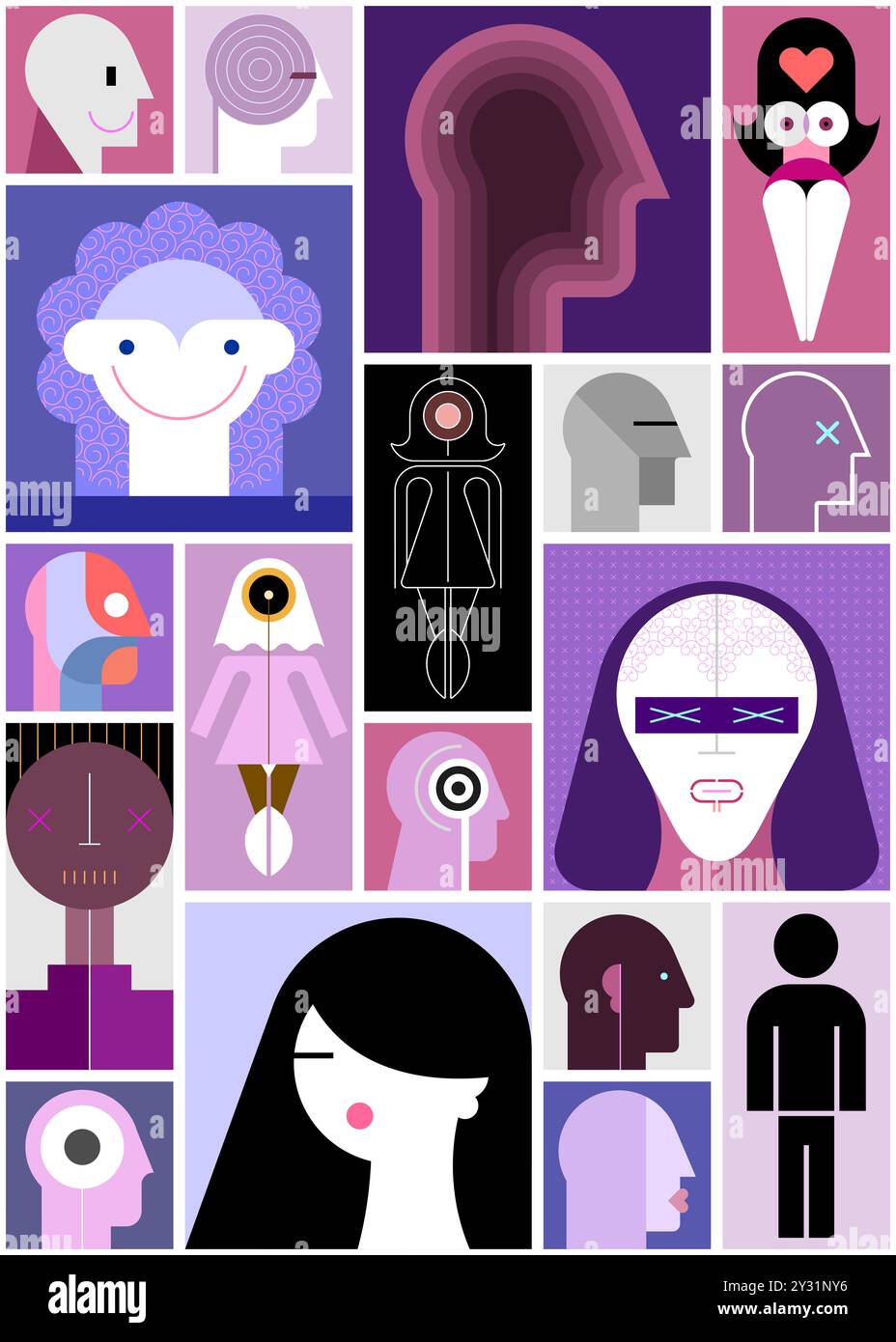 Art collage of images of different people. Vector flat style graphic ...