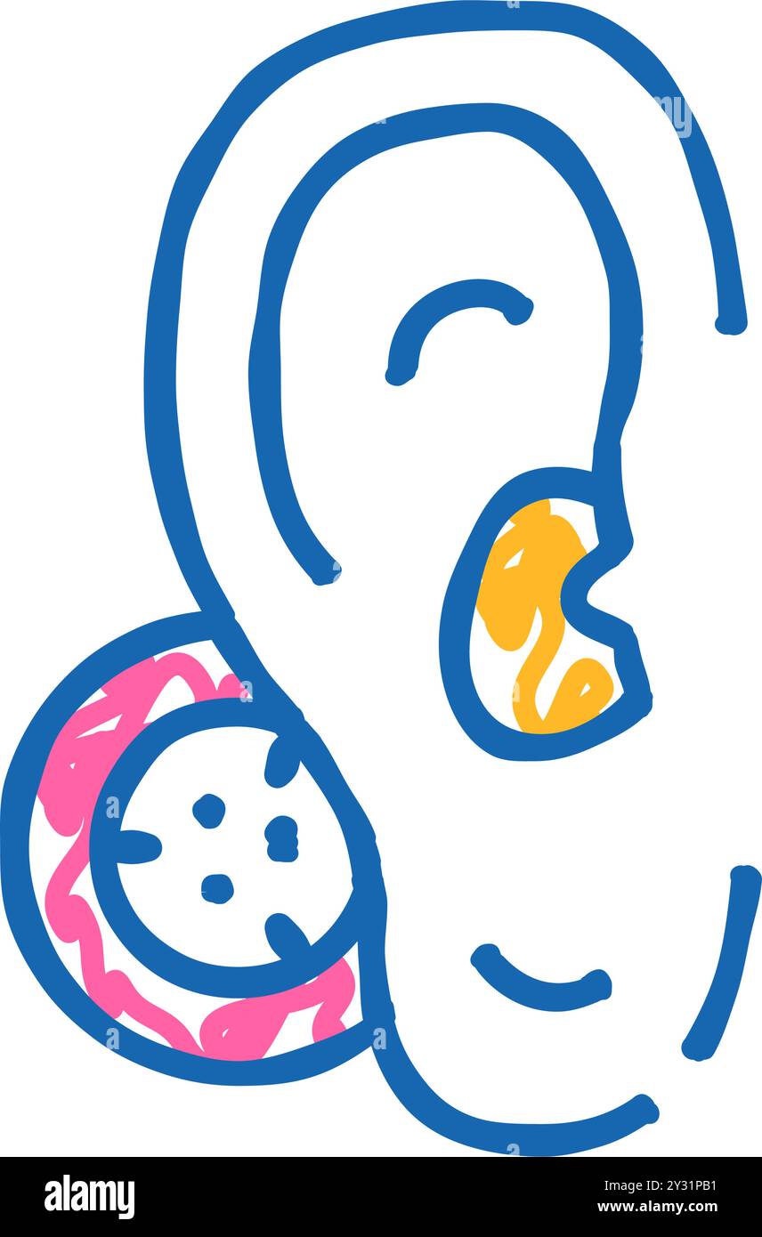 bone conduction hearing aid icon doodle illustration Stock Vector Image ...