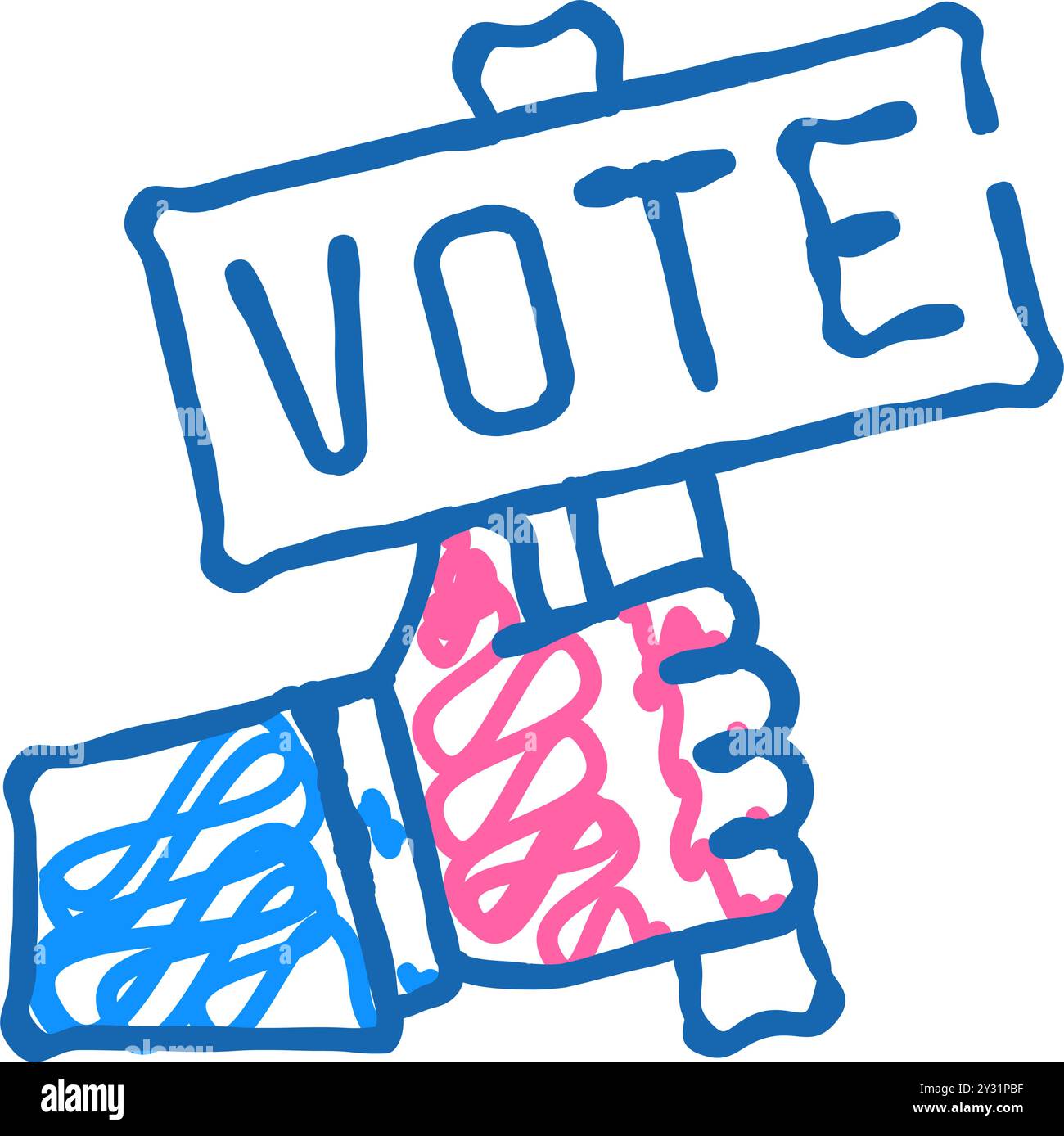 hand holding vote nameplate icon doodle illustration Stock Vector Image ...