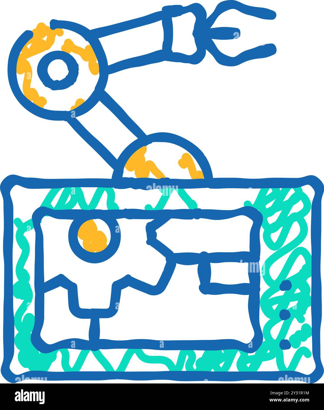 robotic arm mechanism icon doodle illustration Stock Vector Image & Art ...