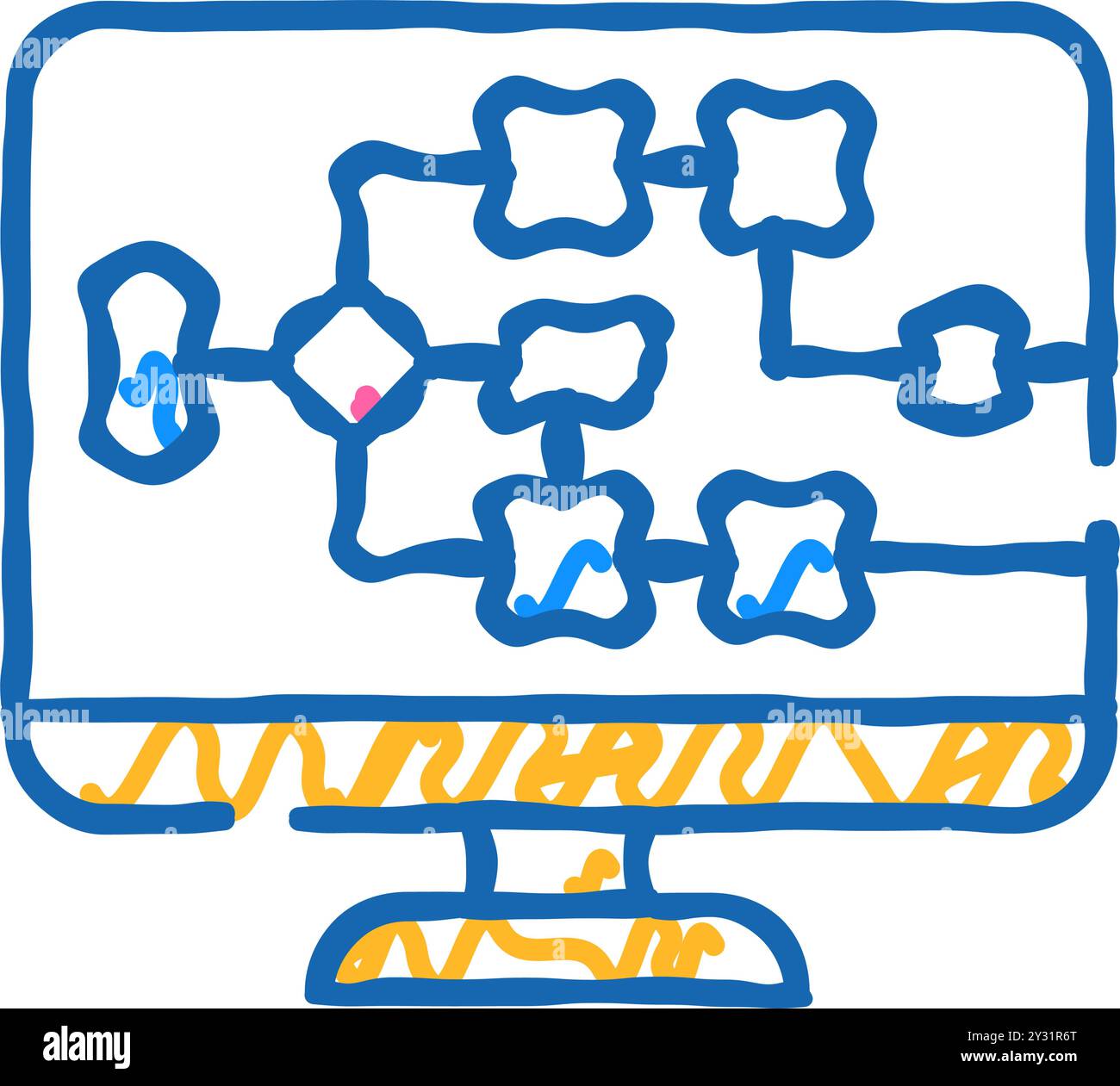 electrical circuit computer screen icon doodle illustration Stock ...