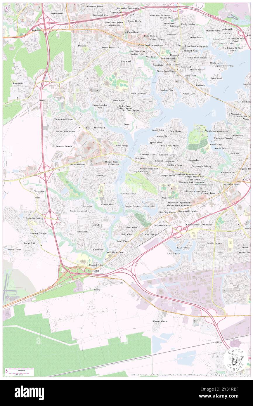 Elizabeth virginia map Cut Out Stock Images & Pictures - Alamy