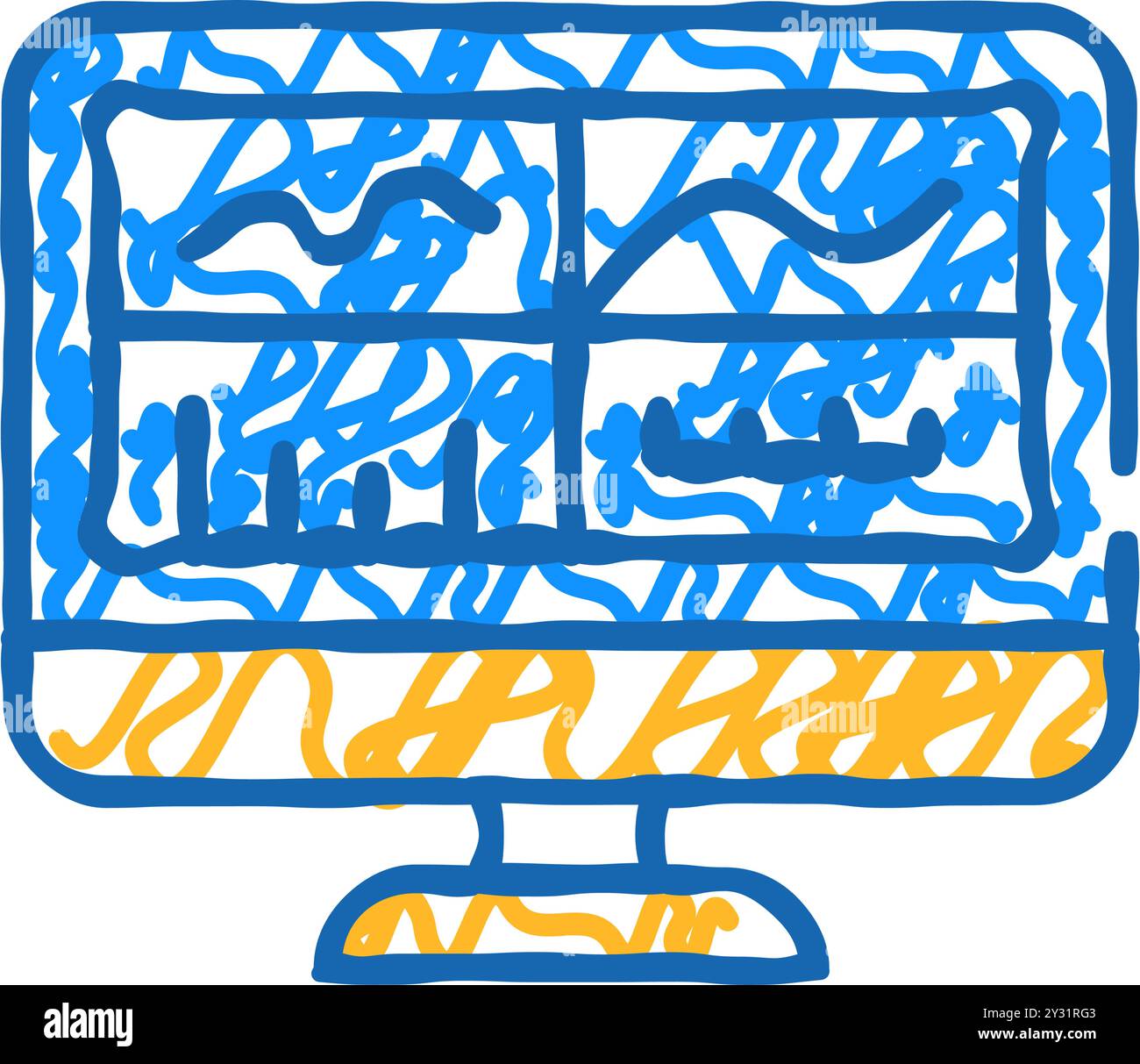 testing graphs on computer screen icon doodle illustration Stock Vector ...