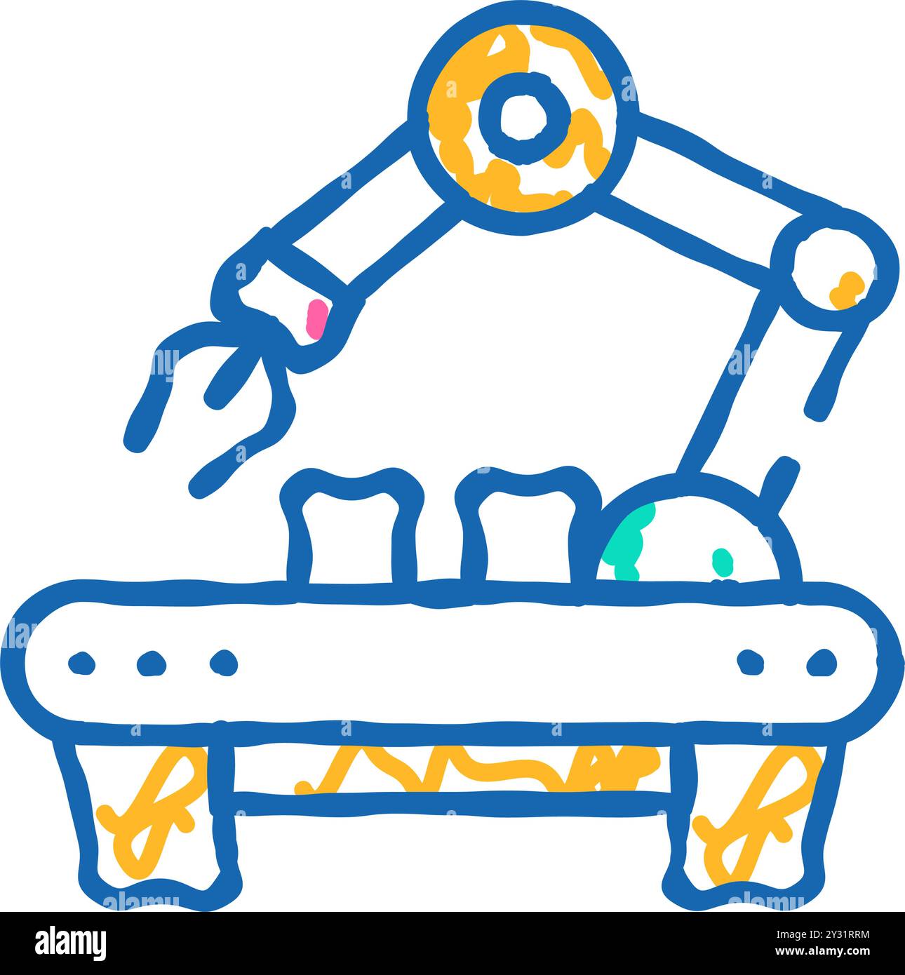 factory robotic arm icon doodle illustration Stock Vector Image & Art ...