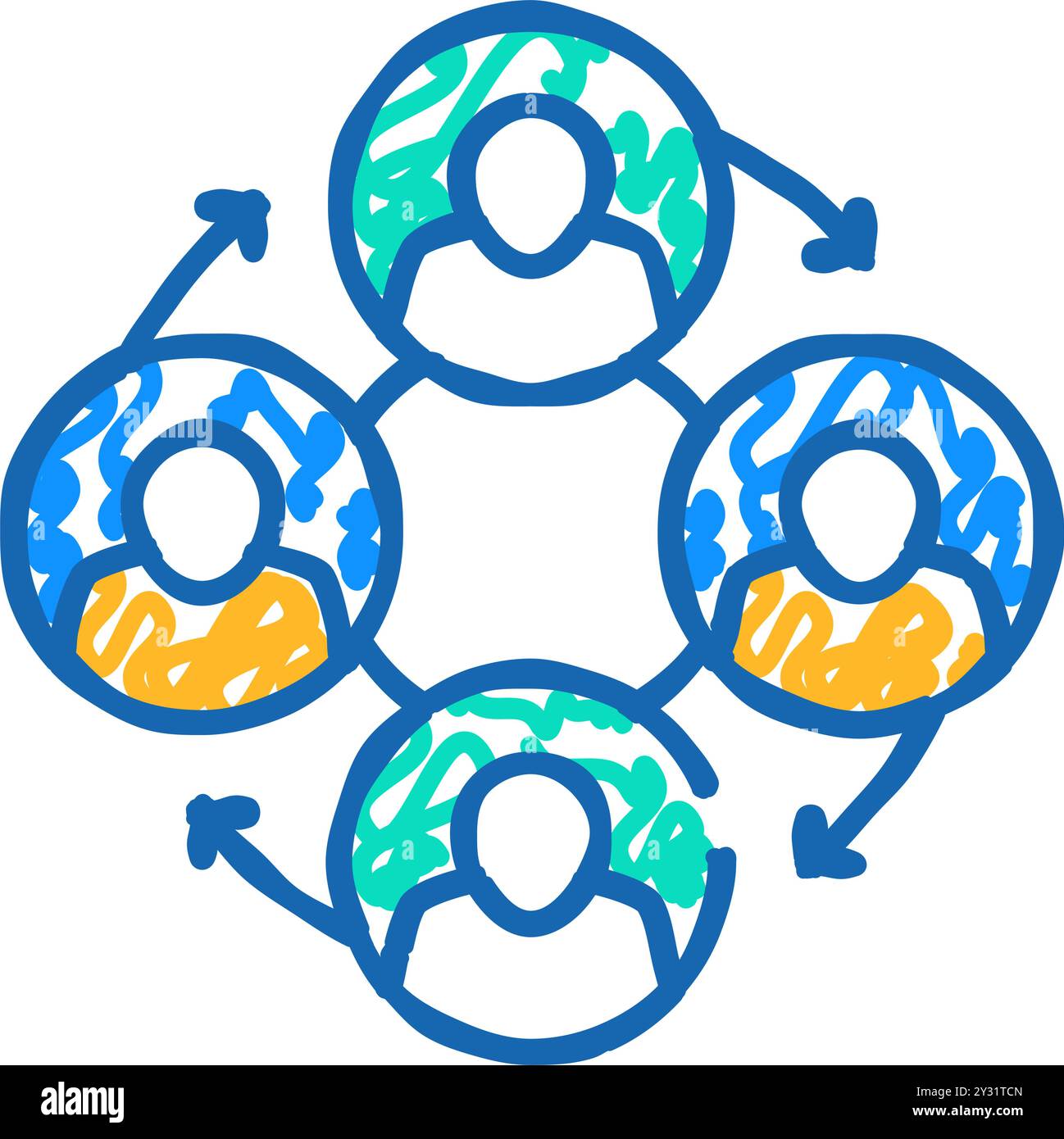 teamwork colleagues sign icon doodle illustration Stock Vector Image ...