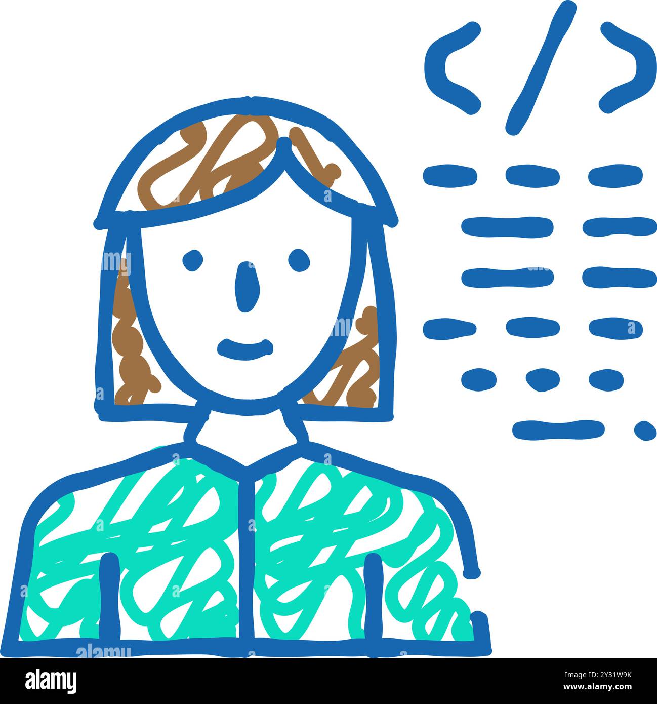 programmer woman job icon doodle illustration Stock Vector Image & Art ...