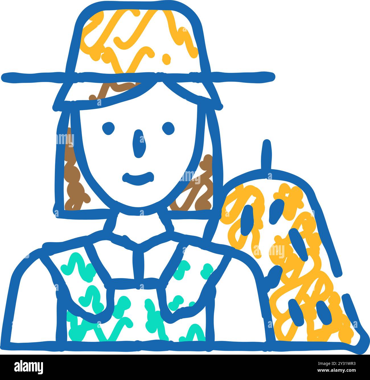 farmer woman job icon doodle illustration Stock Vector Image & Art - Alamy