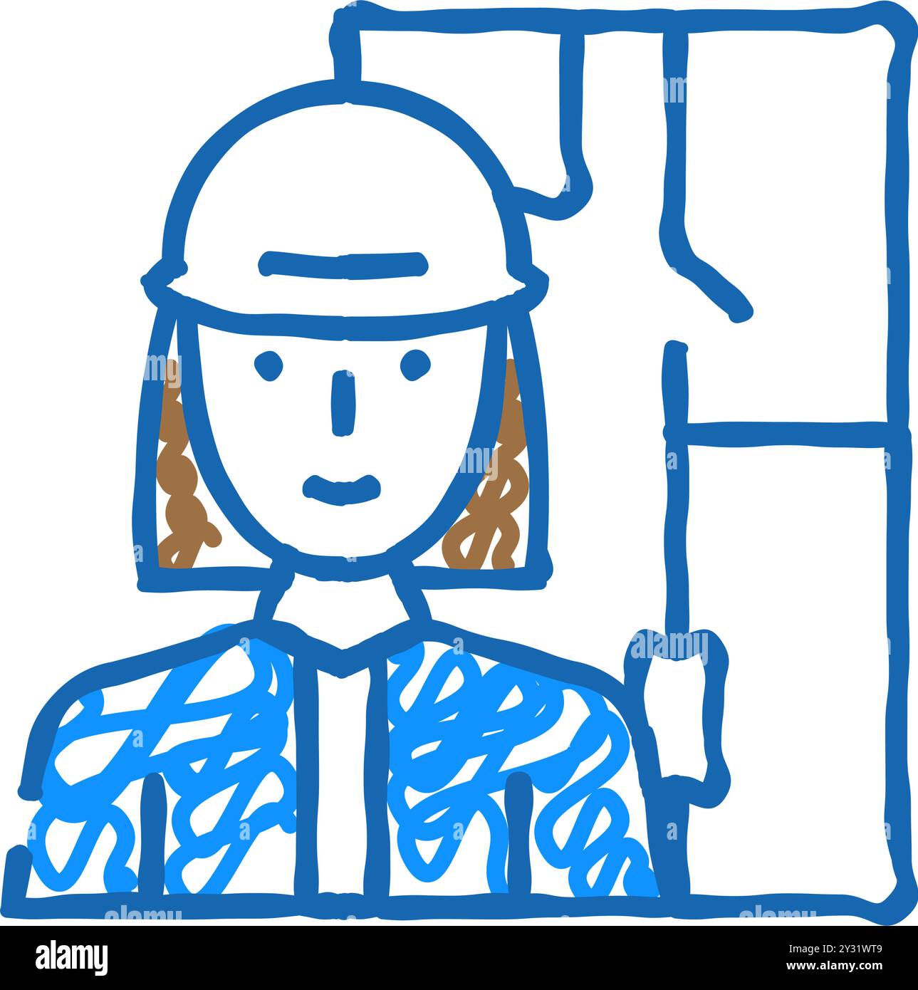 architect woman job icon doodle illustration Stock Vector Image & Art ...