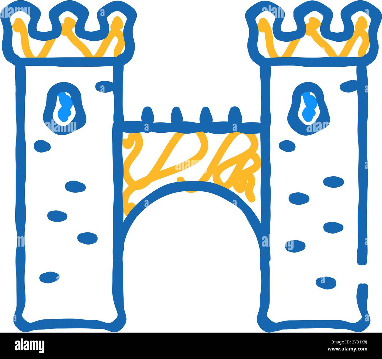 bridge between castle towers icon doodle illustration Stock Vector ...