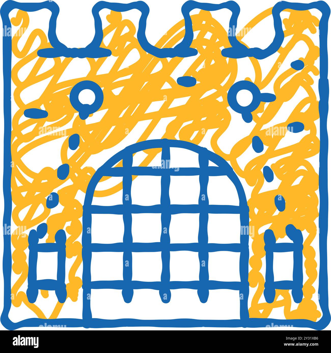 grid goal of ancient castle icon doodle illustration Stock Vector Image ...