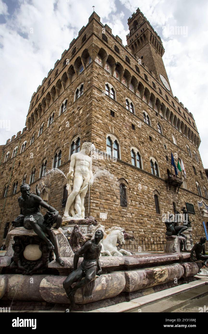 Florence - Signoria Square, Palazzo Vecchio and Biancone statue by ...