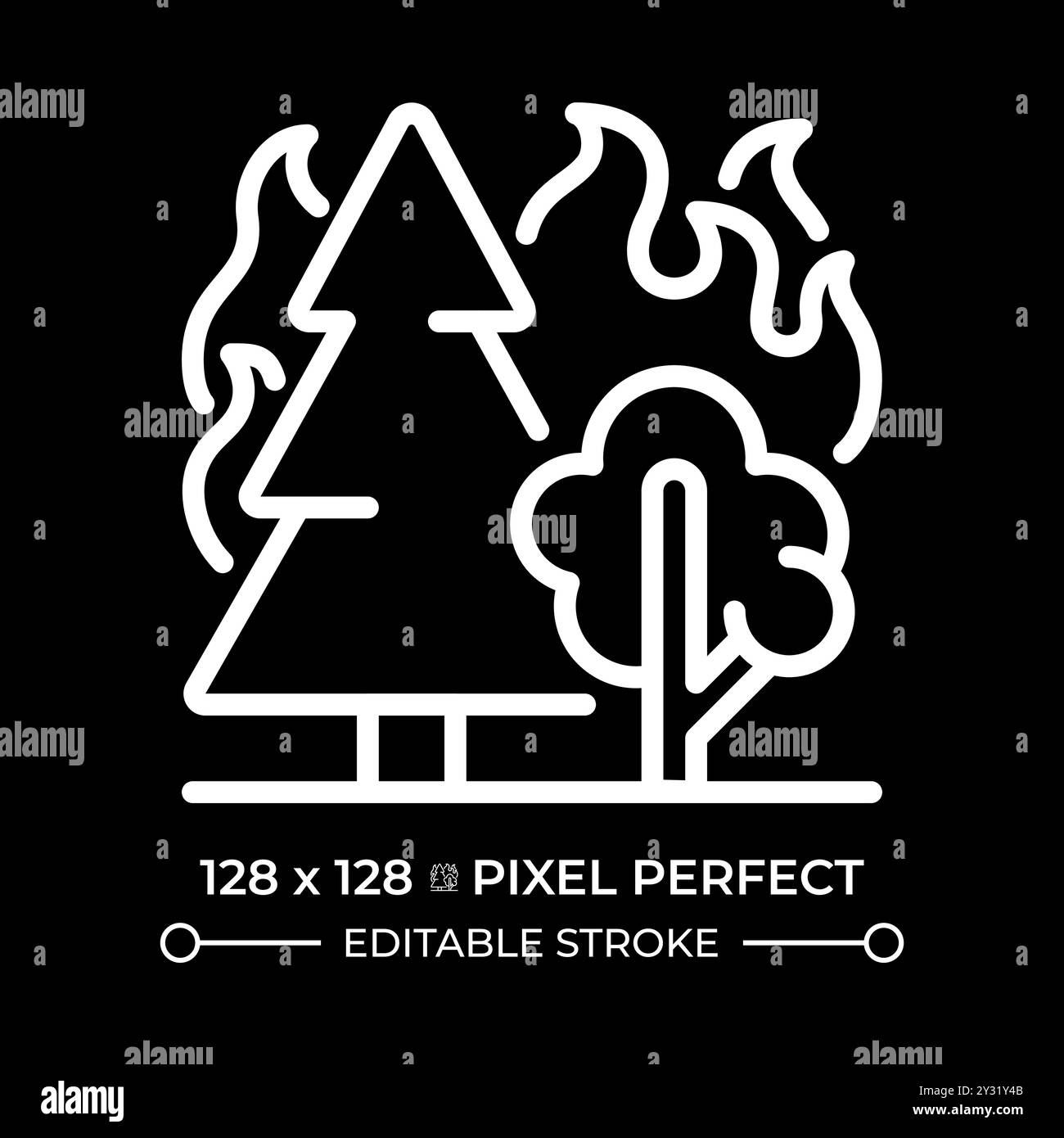 Forest fire white linear icon for dark theme Stock Vector Image & Art ...