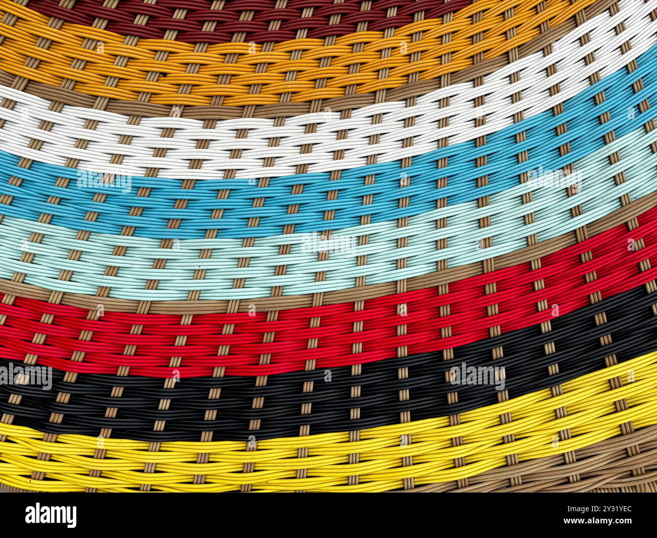Close up photo of colourful artistic synthetic rattan weaving technique ...