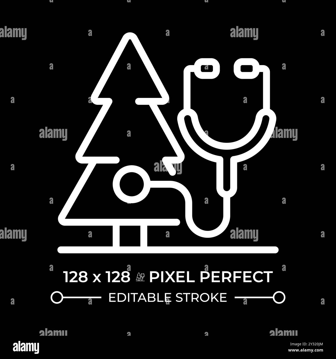 Tree health care white linear icon for dark theme Stock Vector Image ...