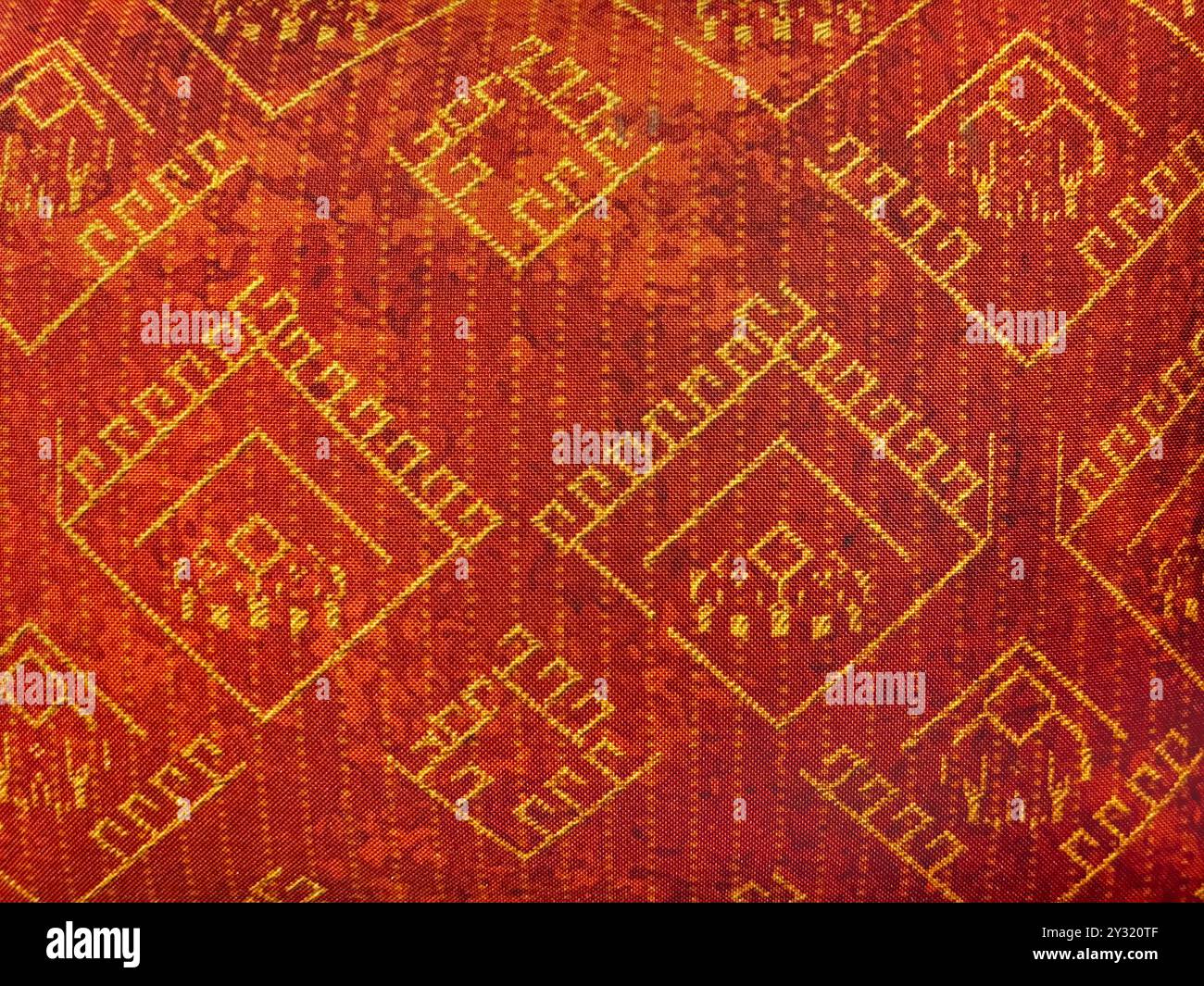 Red ethnic fabric seamless texture in random pattern. Upholstery pillow ...