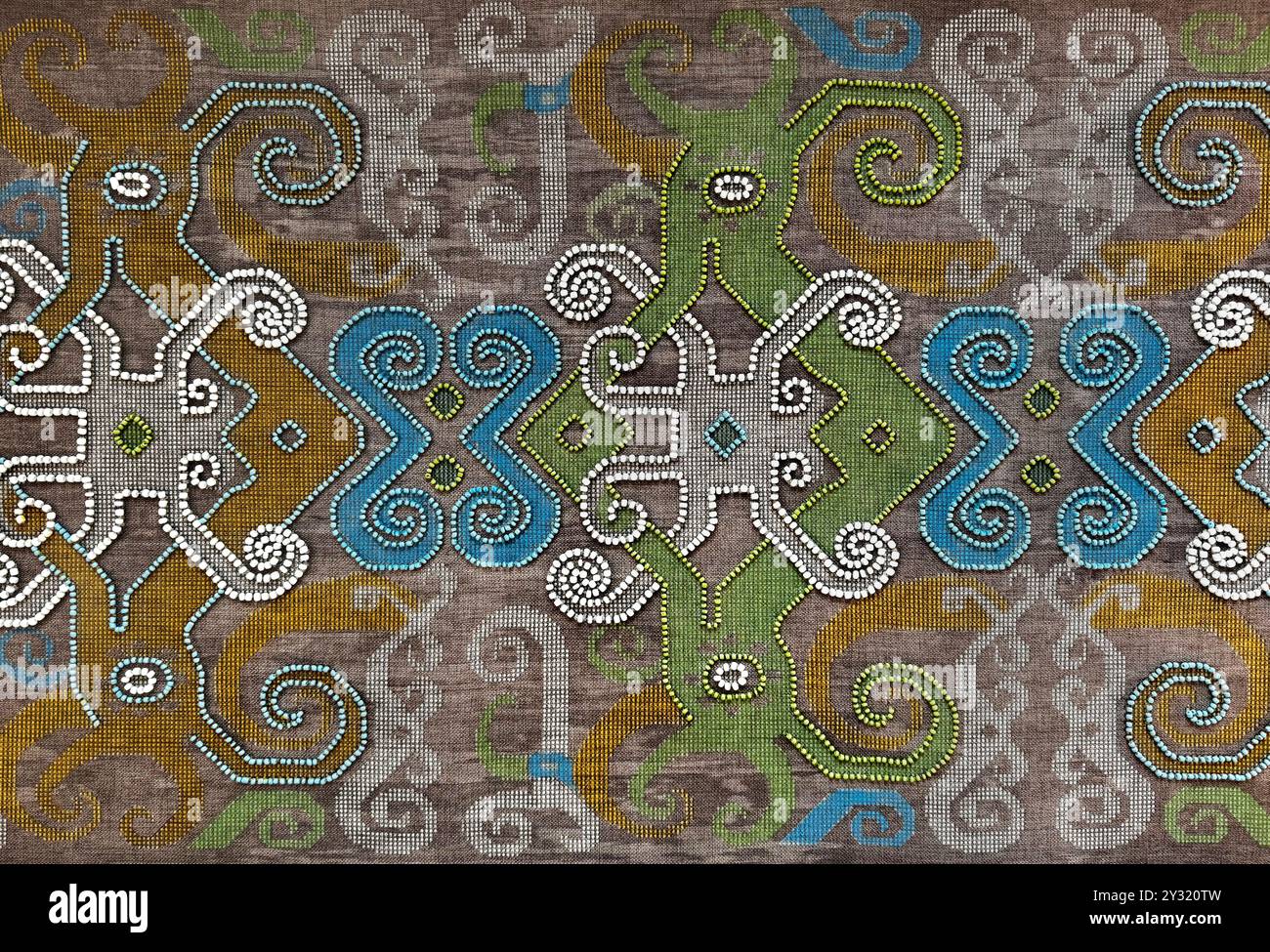 Traditional ethnic fabric hand sewn texture, representing the ethnicity ...