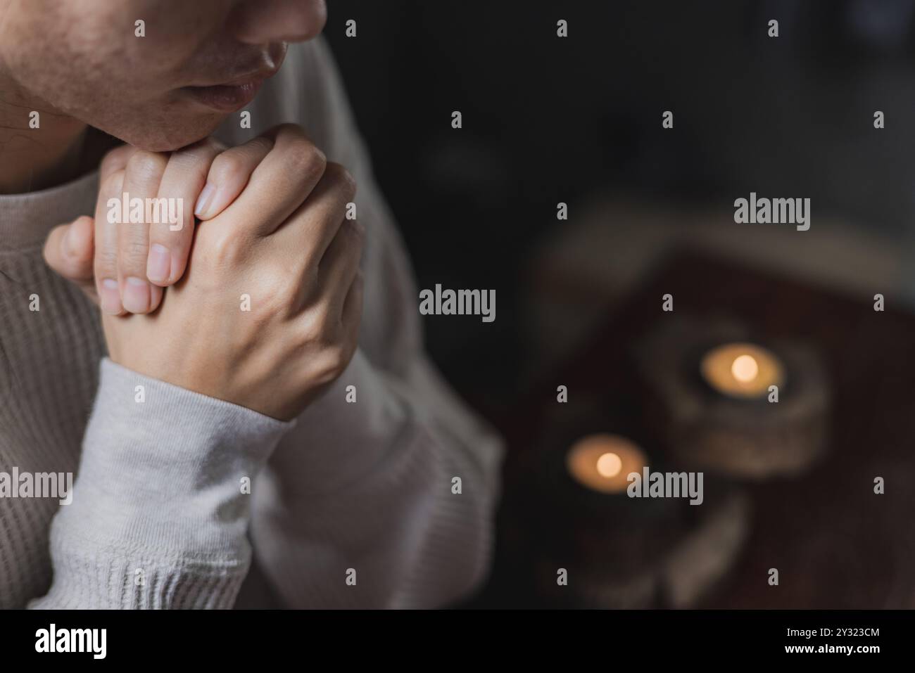 woman hands praying to god with the bible. begging for forgiveness and ...