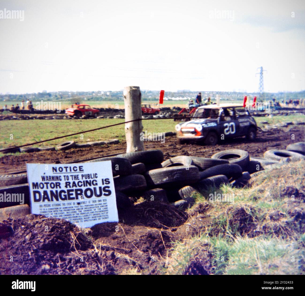 Banger racing in a field beside the Dock Road go-kart track in Tilbury ...