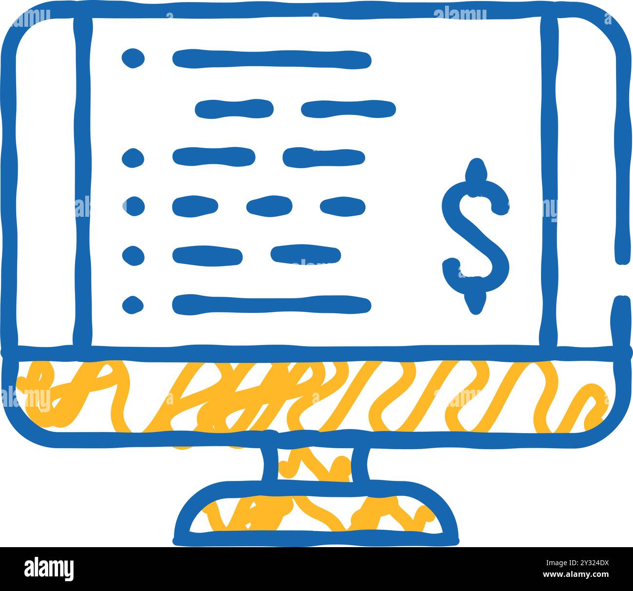 monitor with check, payment receipt icon doodle illustration Stock ...