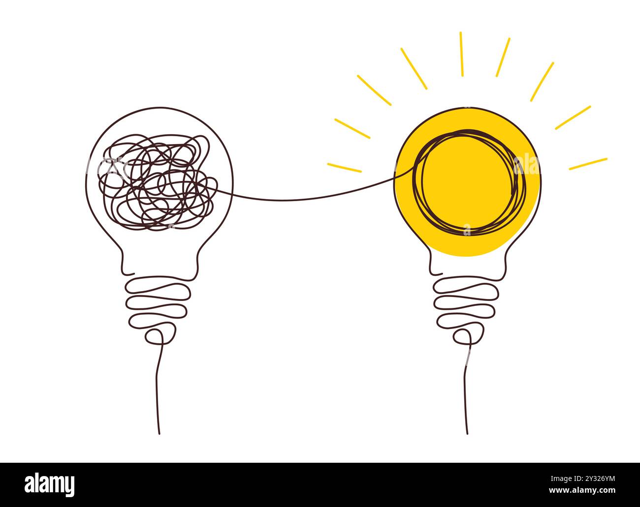 Light bulbs with confused concept of chaos. Complex way from start to ...