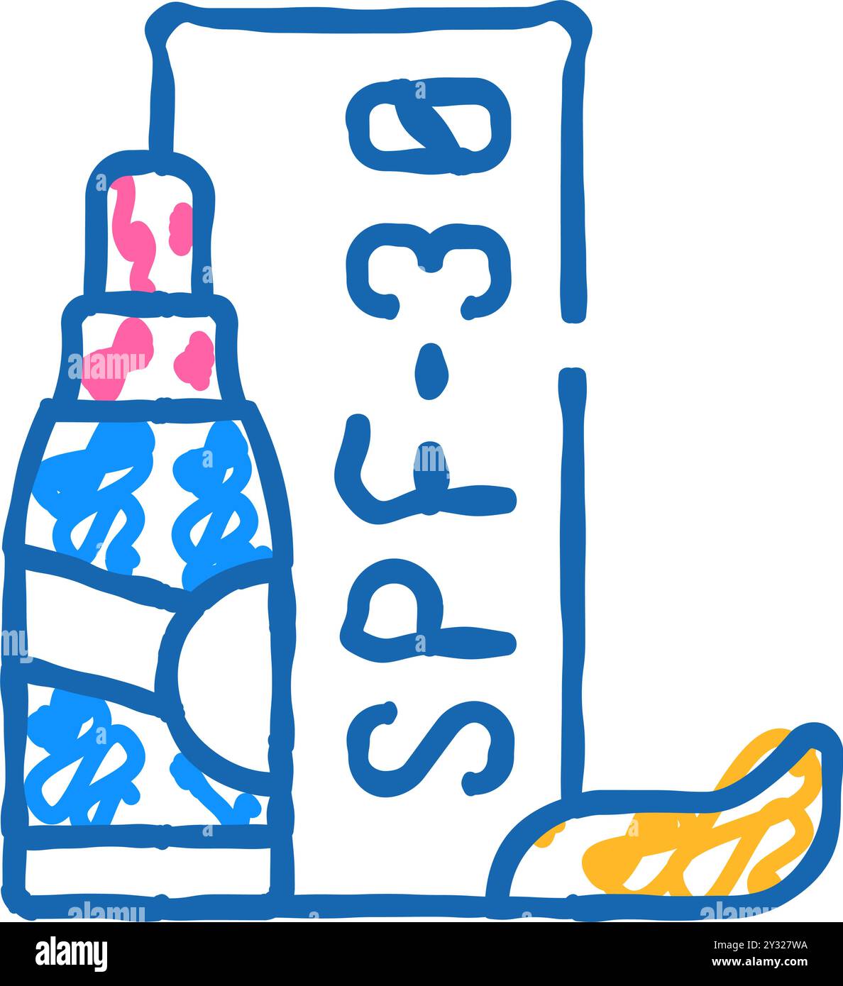 facial sunscreen, oil for face and body spf-30 icon doodle illustration ...