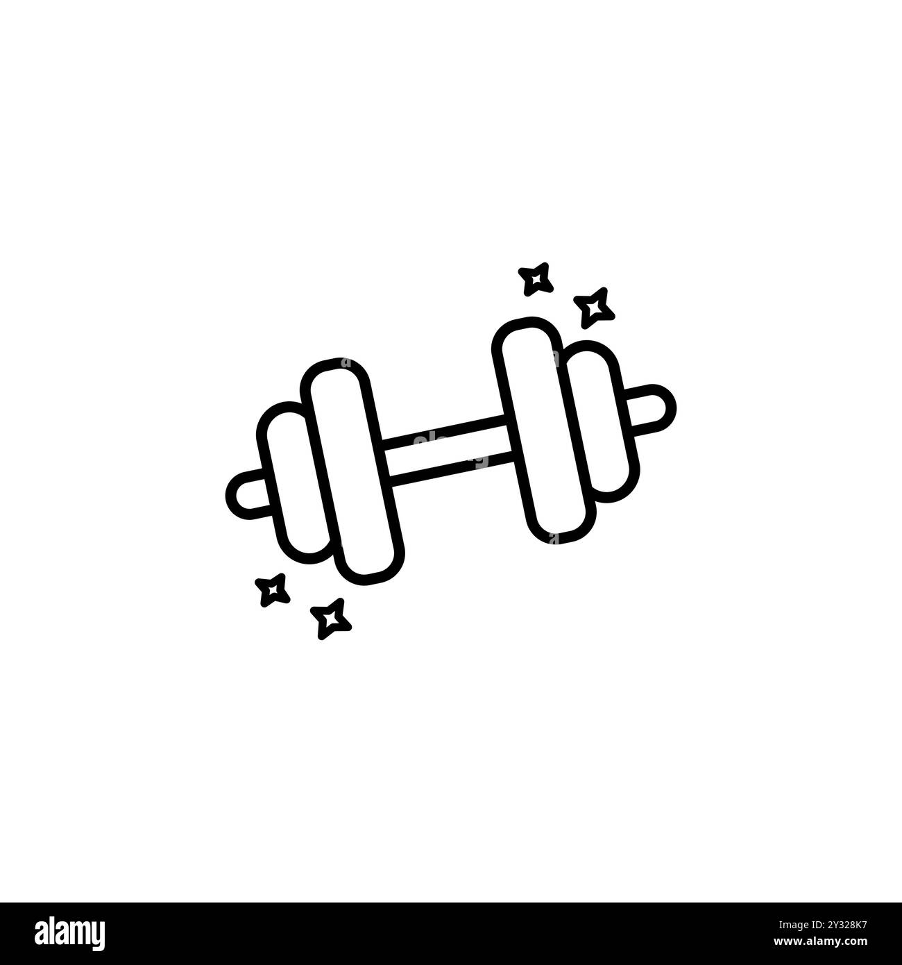 Dumbbells Hand Weights black and white line icon vector illustration in a circle, for web use as ...