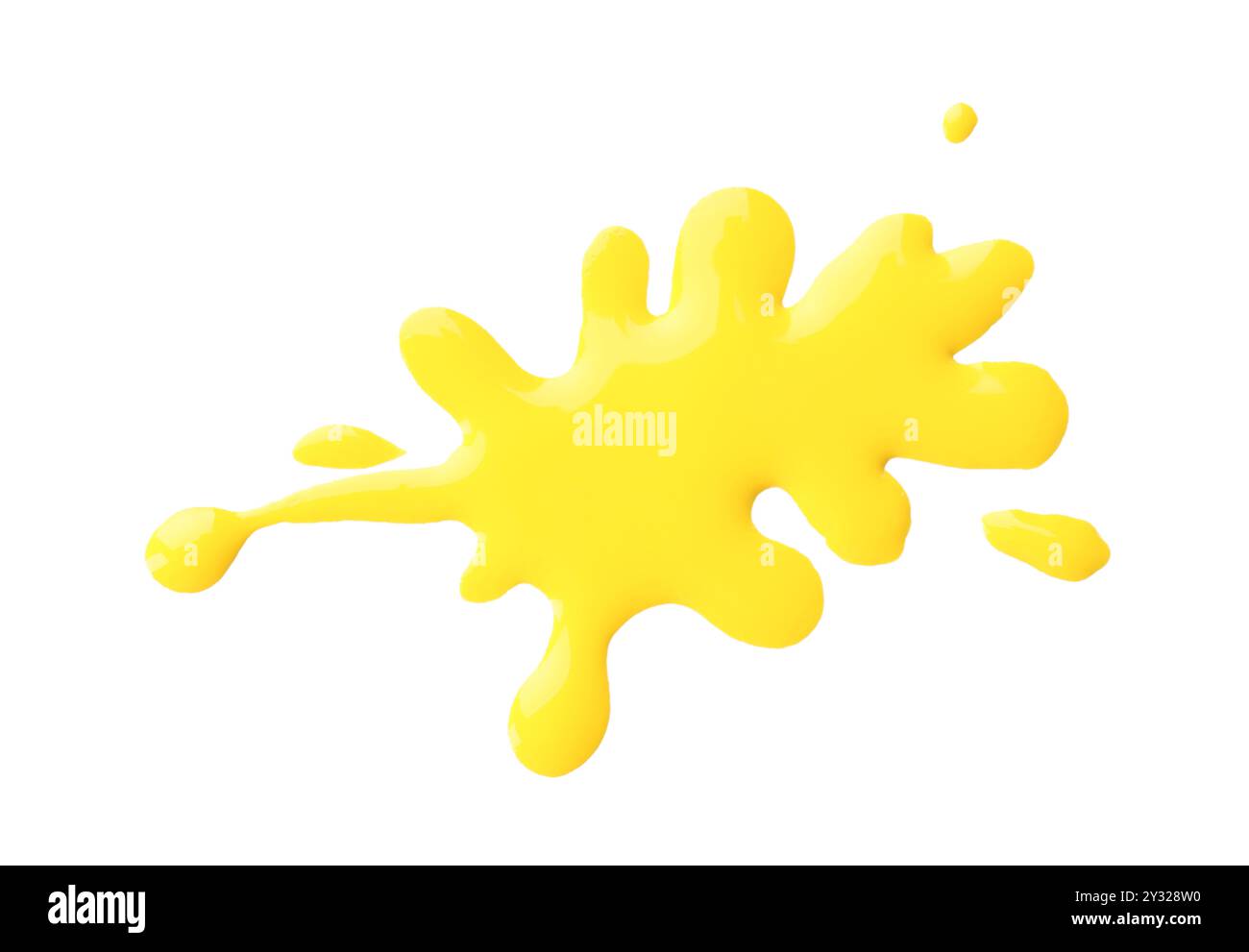 Blot of yellow printer ink isolated on white, top view Stock Photo - Alamy
