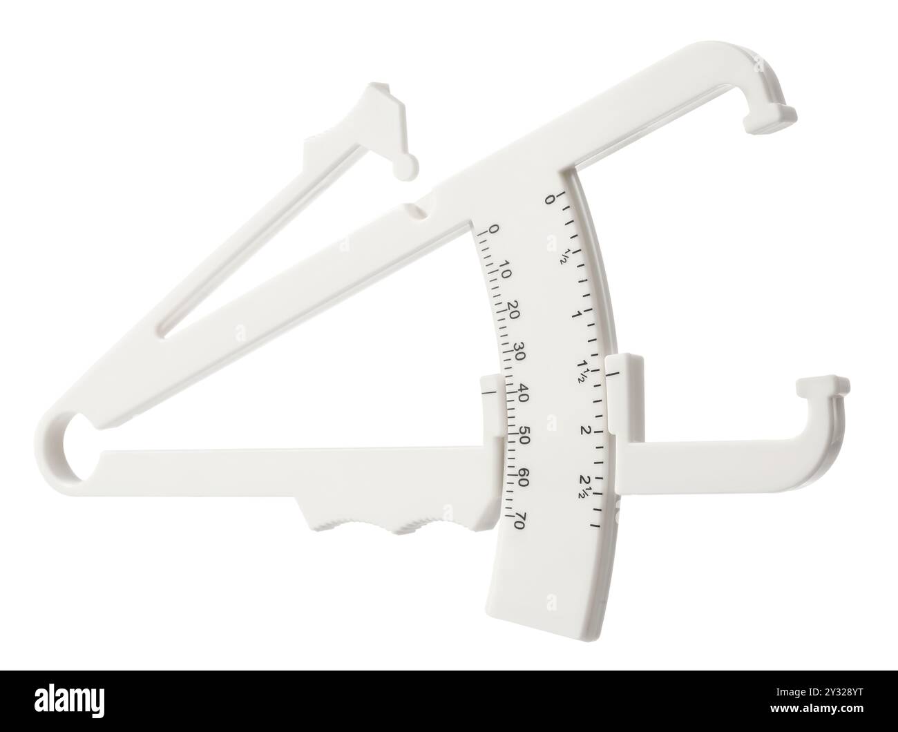 Plastic body fat caliper isolated on white Stock Photo - Alamy