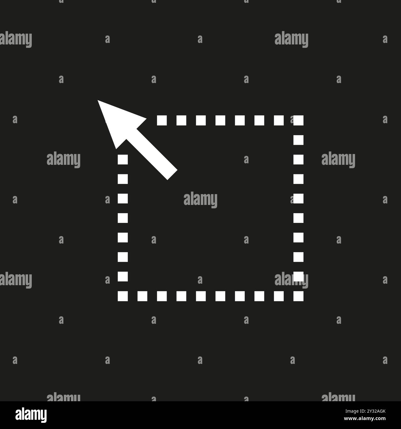 Arrow cursor icon. Dotted square border. Bold black background ...