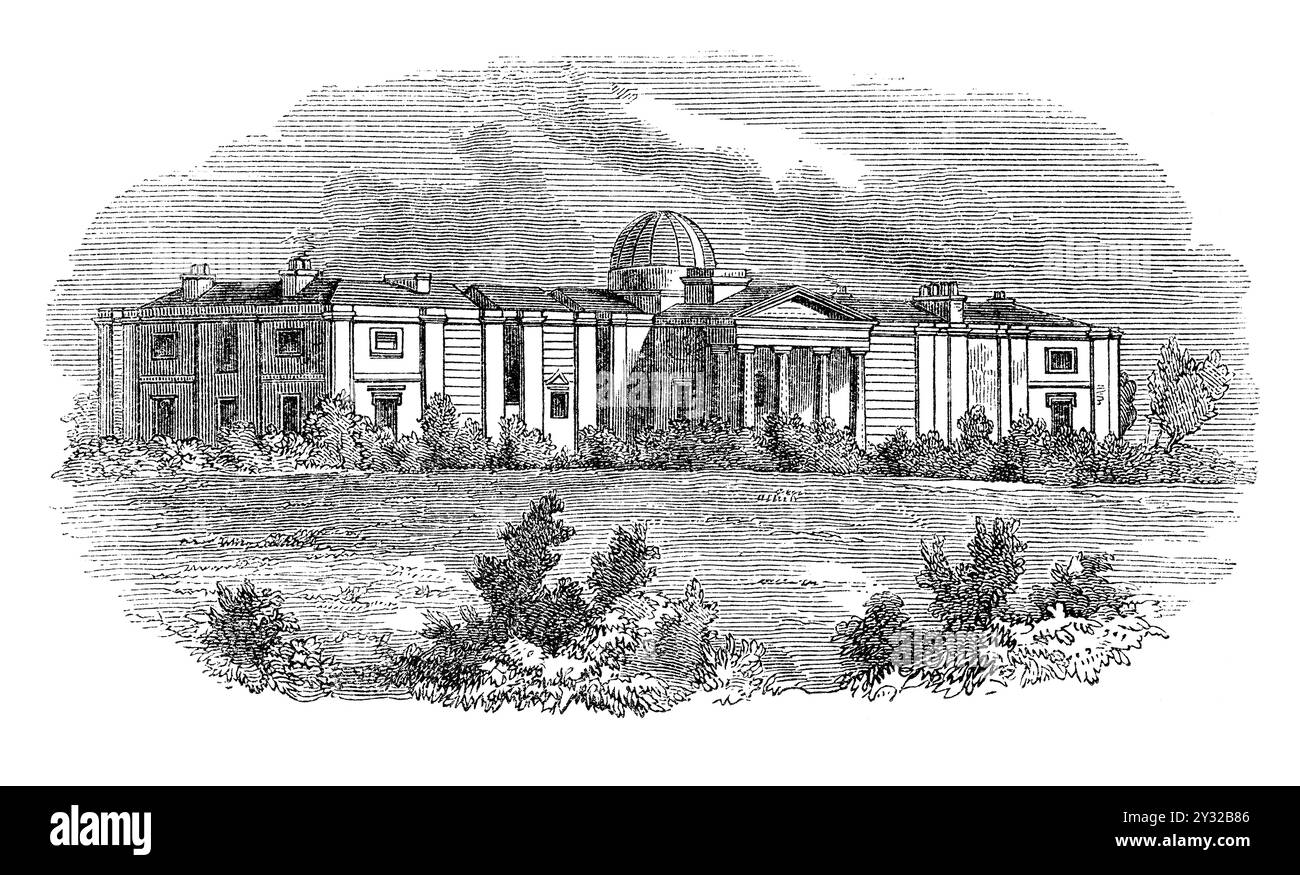 Vintage 1854 engraving of Cambridge Observatory, part of the University ...