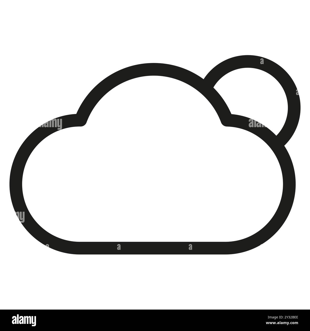 Cloud with sun icon. Weather symbol outline. Minimalist vector ...