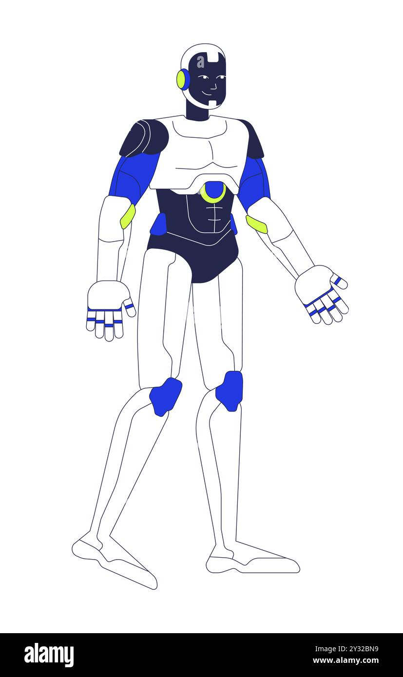 Robot android walking 2D cartoon character Stock Vector Image & Art - Alamy