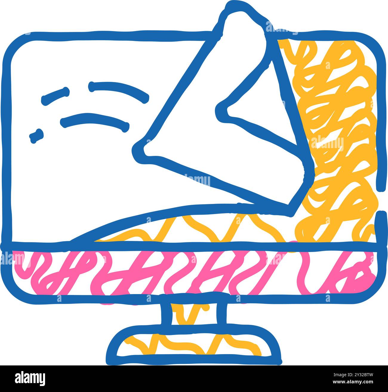 computer screen cleaning wipe icon doodle illustration Stock Vector ...