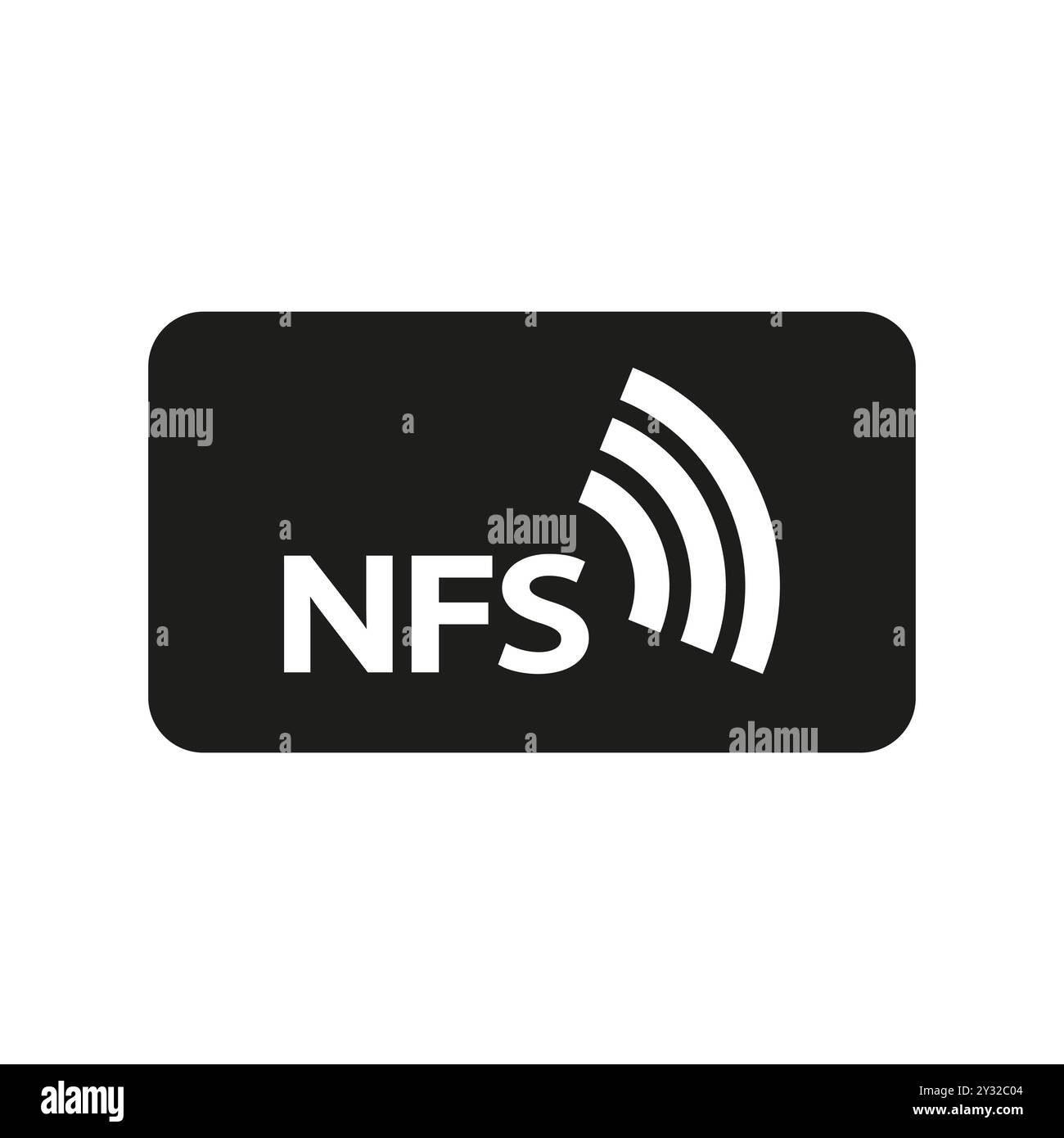 NFS icon. Wireless signal symbol. NFC technology badge. Black rectangle ...