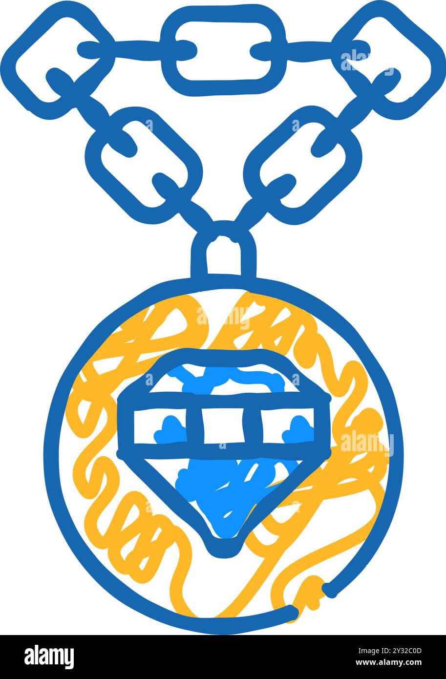 jewelry chain with diamond icon doodle illustration Stock Vector Image ...