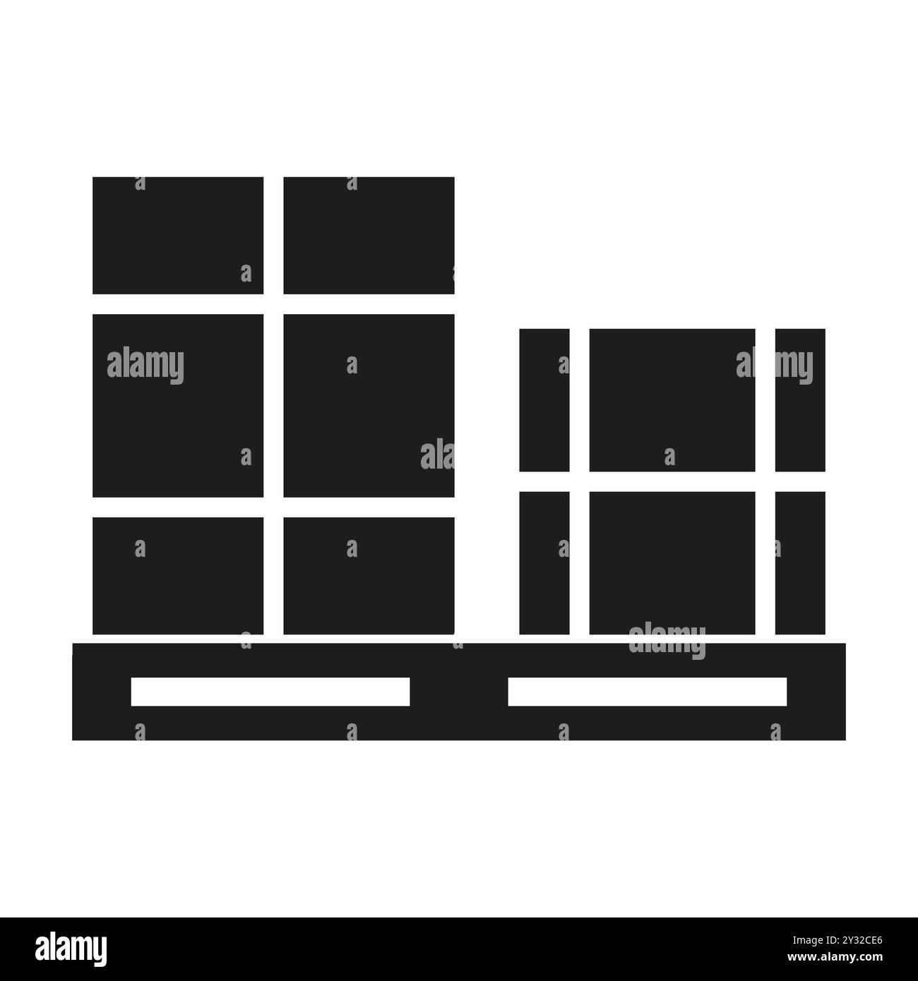 Boxes on pallet. Simple warehouse symbol. Black and white packaging ...