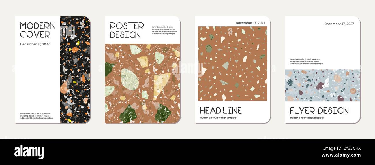 Notepad cover design. Terrazzo abstract background made of natural ...