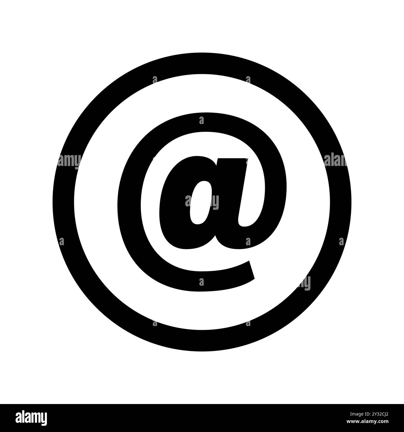 Email symbol icon. At sign graphic. Communication vector emblem. Black ...