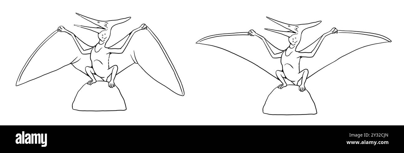 Family of Pterosaurs - Pteranodon. Dinosaur illustration to color in ...