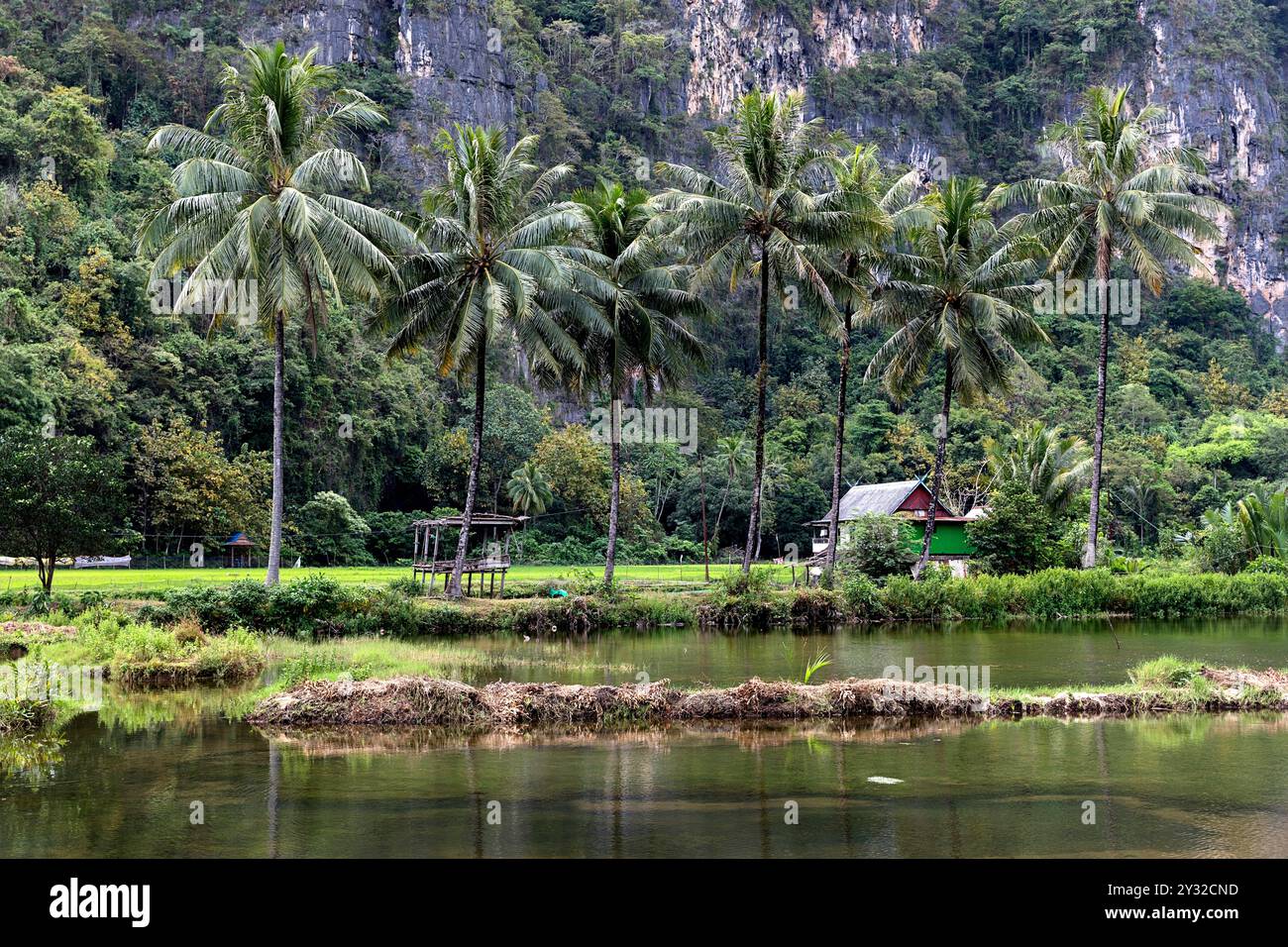 Spectacular scenery at Rammang Rammang village, surrounded with karst ...