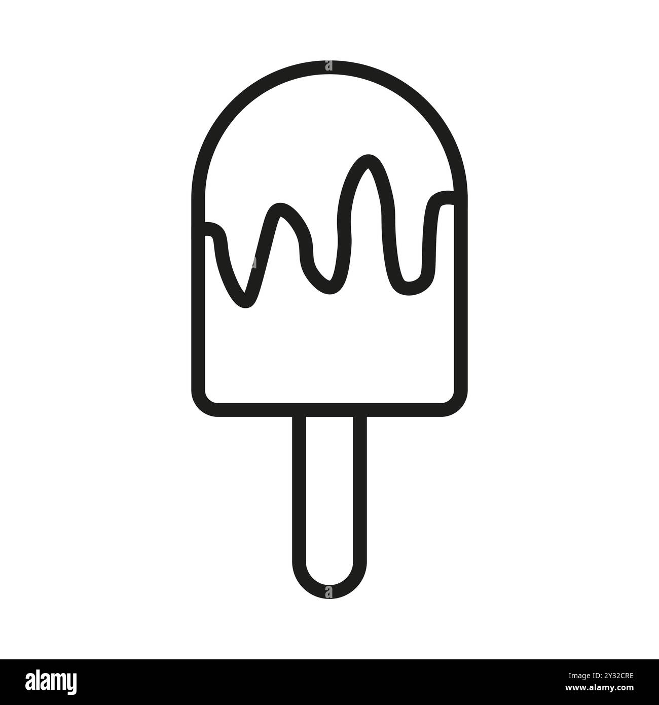 Popsicle icon outline. Ice cream on a stick. Minimalist dessert symbol. Vector illustration ...