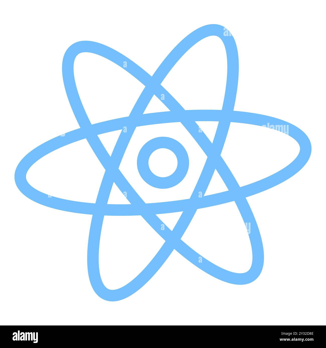 Atomic symbol icon. Blue outline design. Science and energy concept. Vector illustration Stock ...