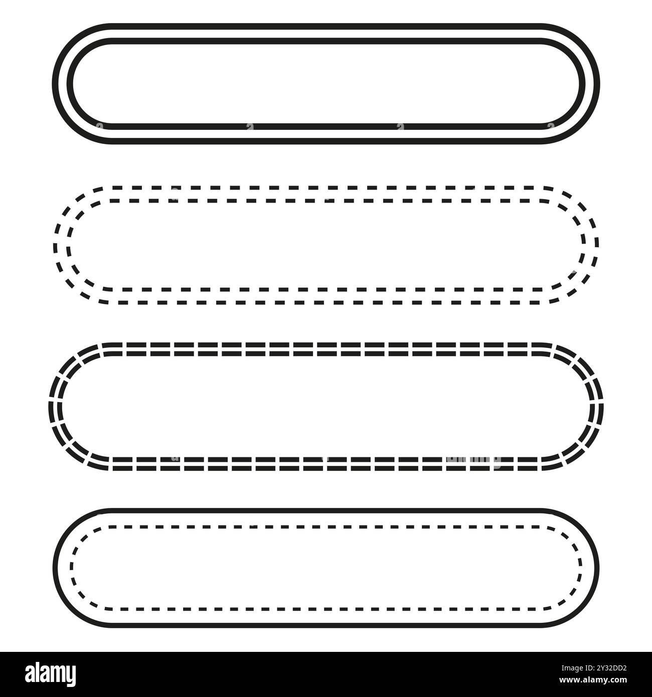 Rounded dashed borders. Oval outline frames. Simple geometric shapes ...