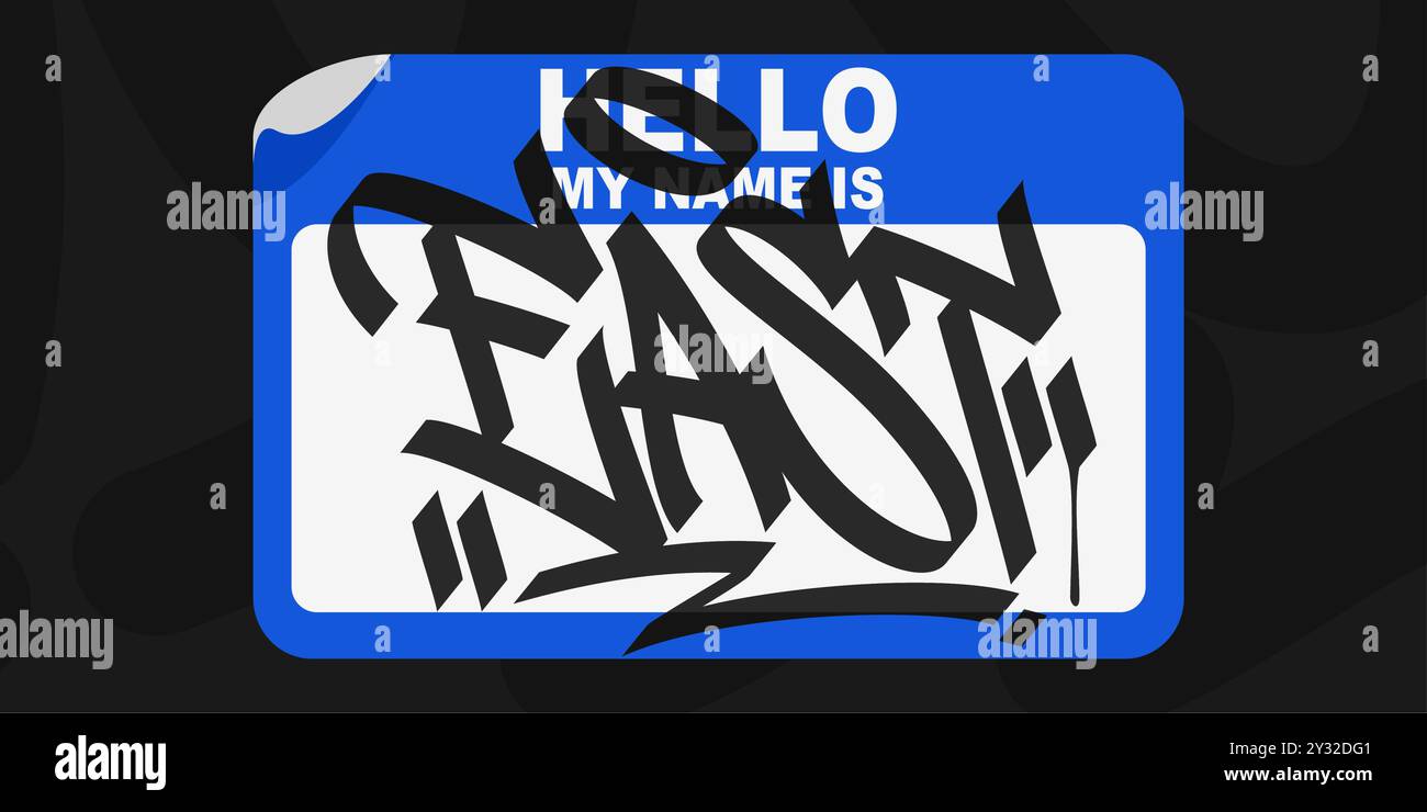 Graffiti Style Sticker Hello My Name Is With Some Street Art Lettering ...