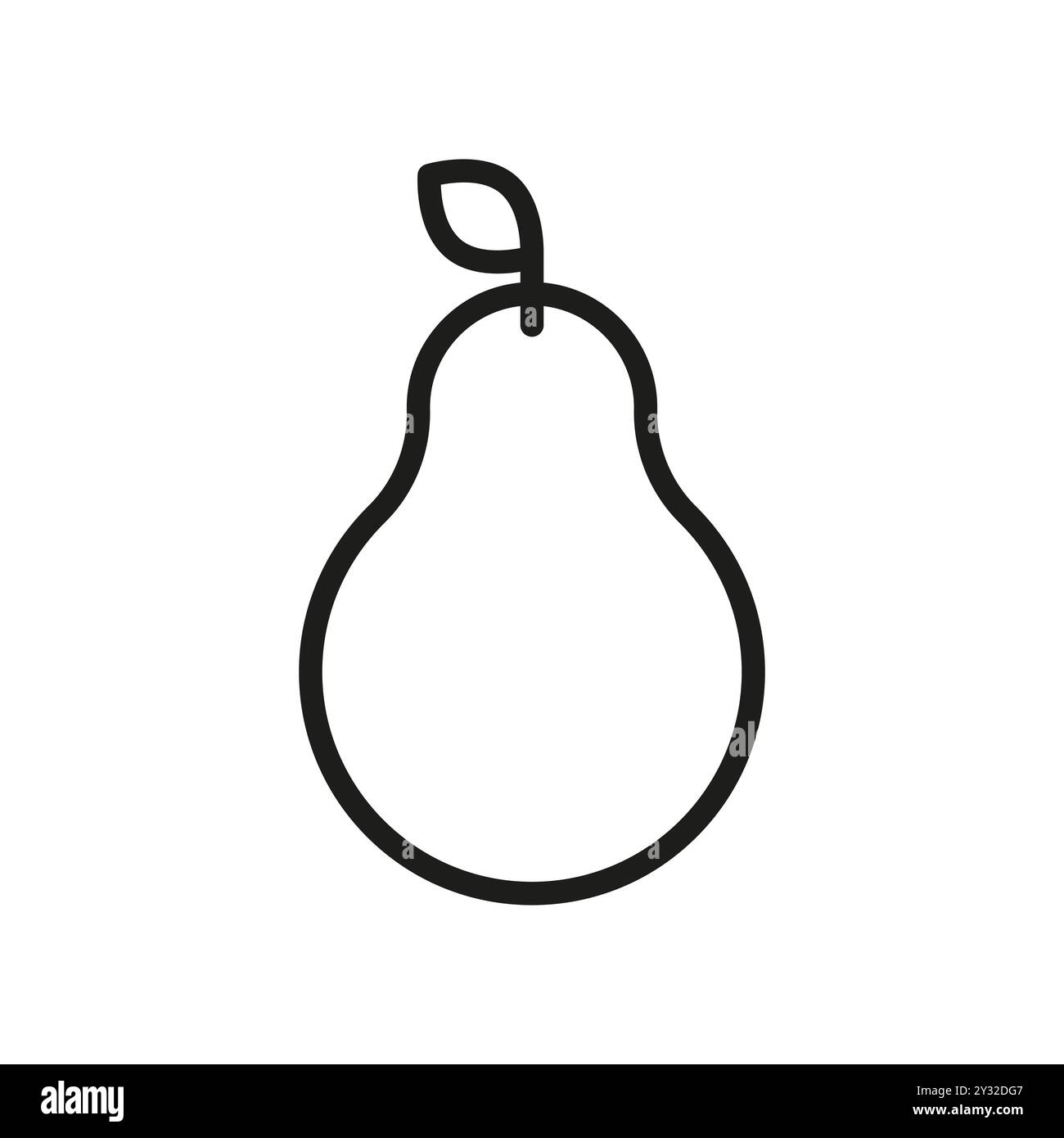 Pear icon illustration. Minimalist black outline. Simple fruit shape ...