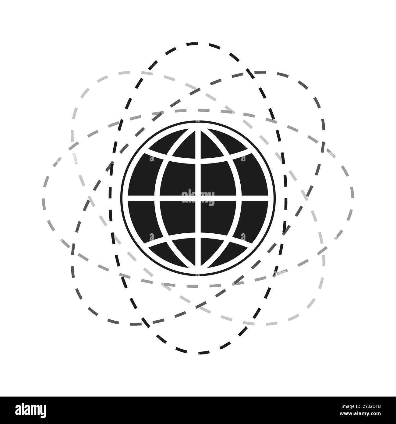 Global network icon. Orbiting connections symbol. Internet globe ...