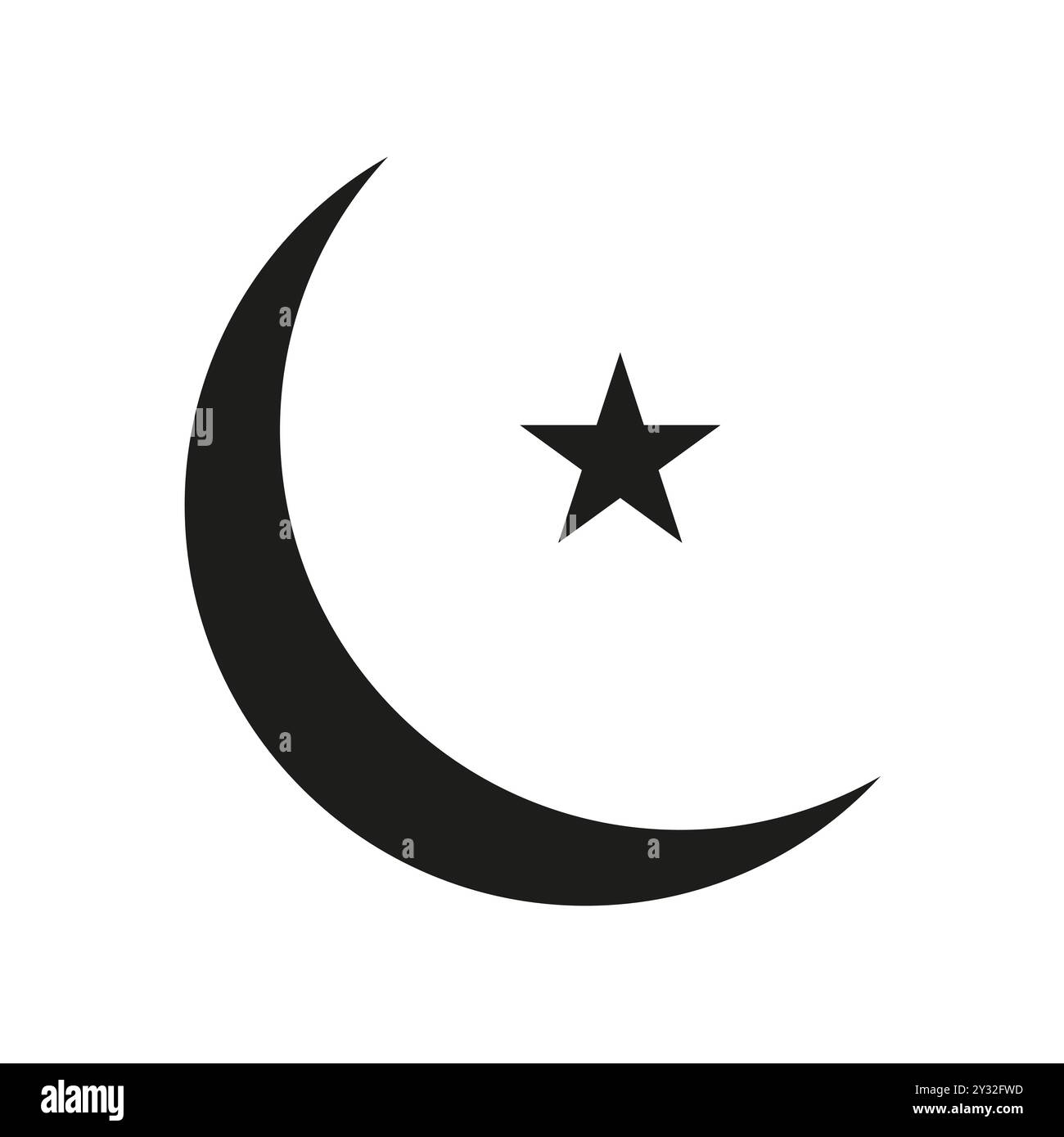 Crescent moon and star icon. Simple black silhouette. Minimalist ...