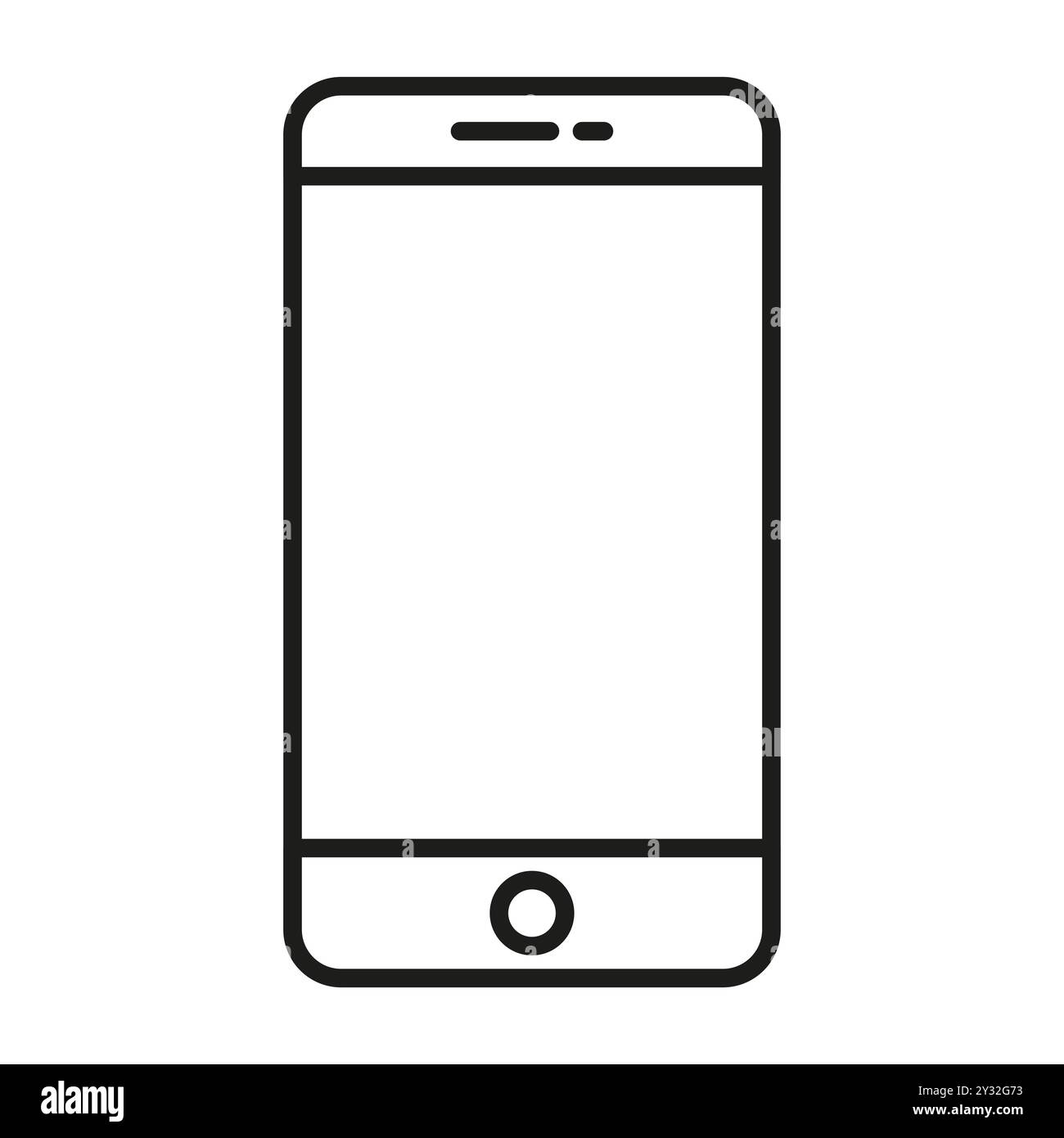 Mobile phone icon. Smartphone outline drawing. Simple handheld device ...