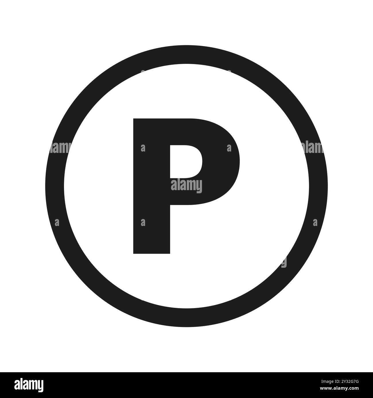 Parking icon vector. Bold letter P inside circle. Simple black and ...